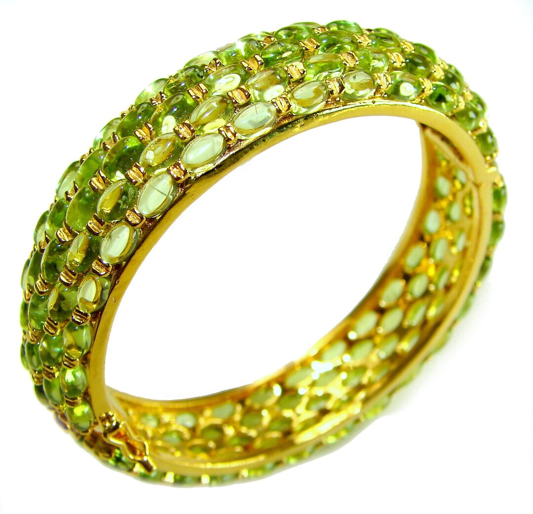 Statement Peridot Bracelet 18k Gold Over Sterling Silver Handmade ...