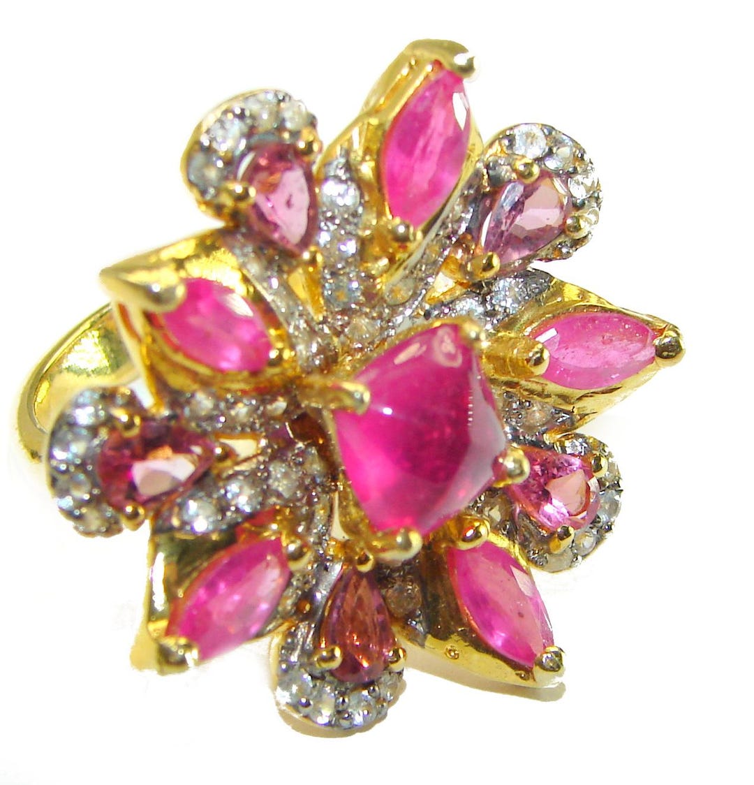 Bella Rosa Authentic Ruby 18K Gold Over .925 Sterling Silver ...