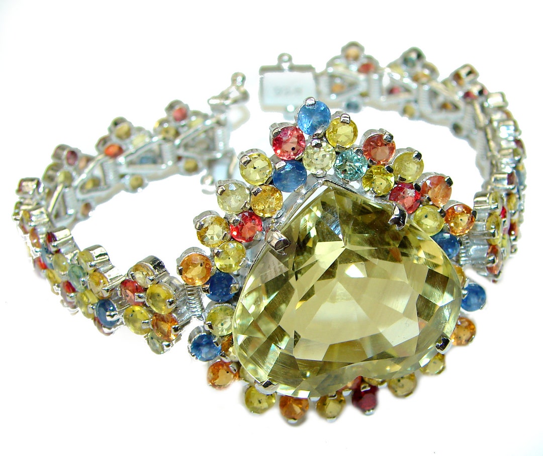 Bernadette Italy Made Luxurious Lemon Quartz Multicolor Sapphire .925 ...
