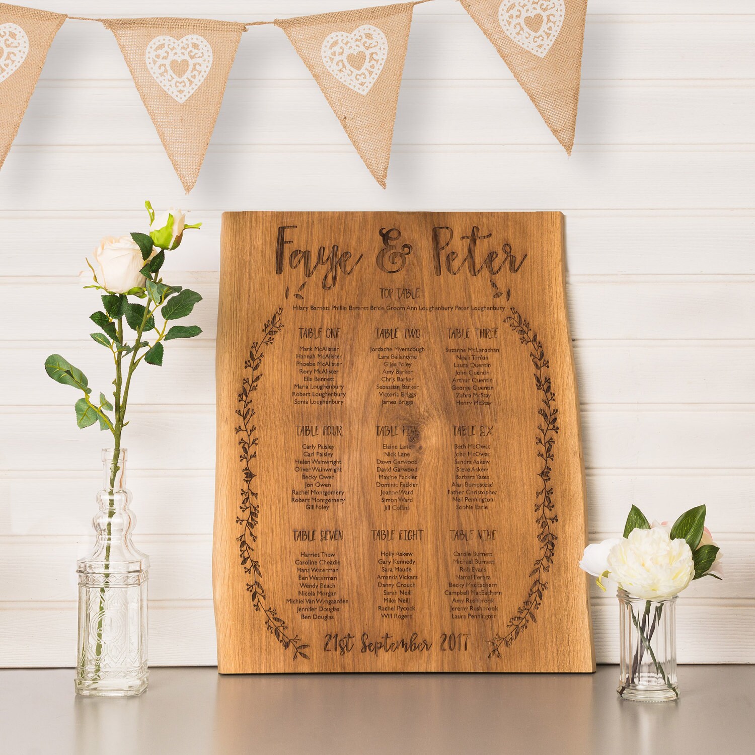 Rustic Wedding Table Plan | Oak Table Plan | Country Wedding | Grecian ...