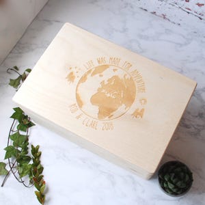 Travel Memory Box - Travel Gift - Wooden Box - Keepsake Box - Wedding ...