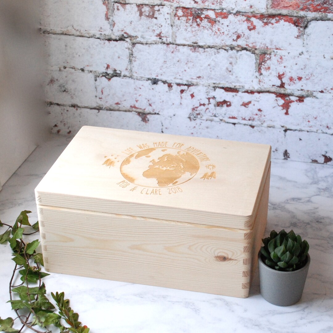 Travel Memory Box - Travel Gift - Wooden Box - Keepsake Box - Wedding ...