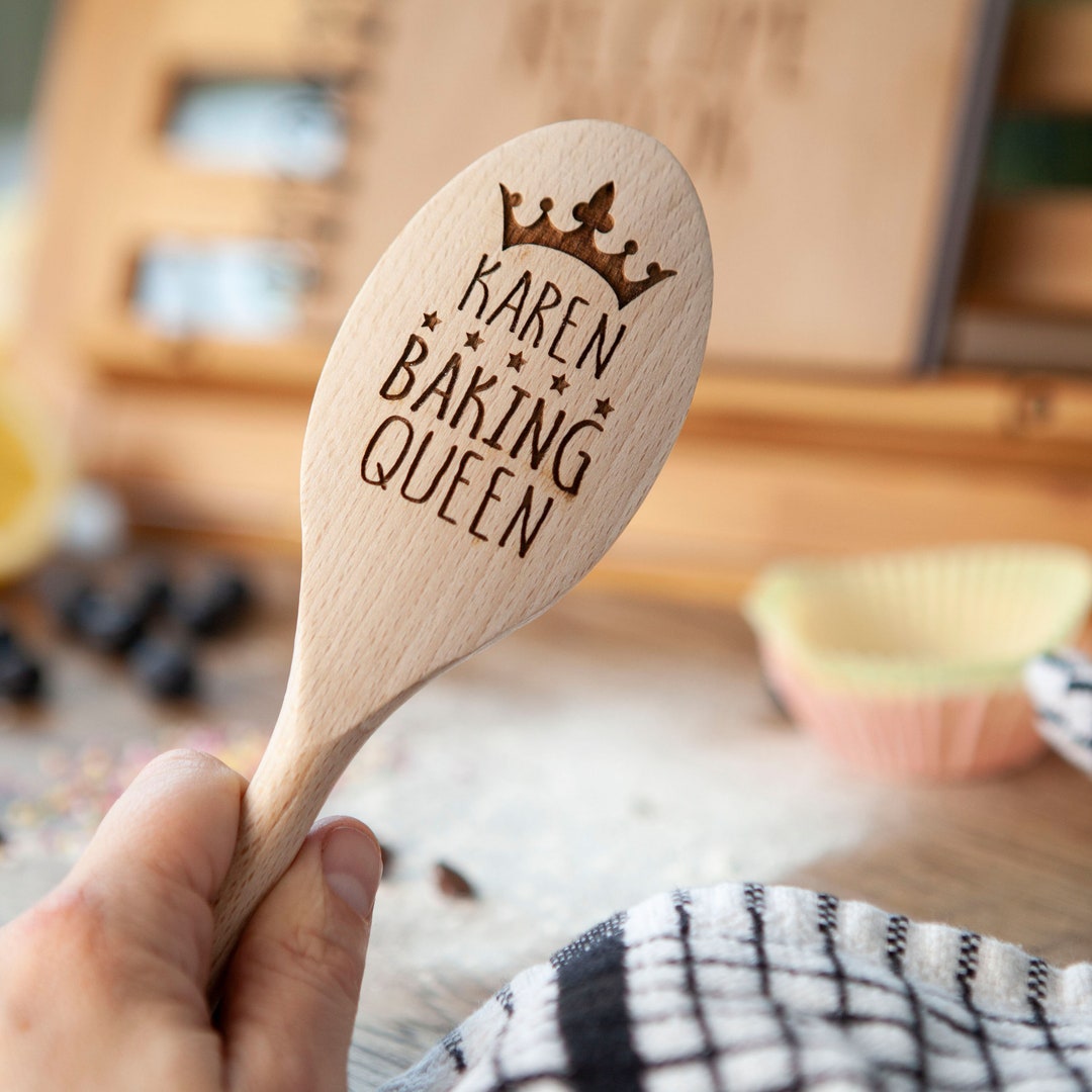 Personalised King/ Queen Mixing Spoon - Birthday Gift - Baking Tool ...