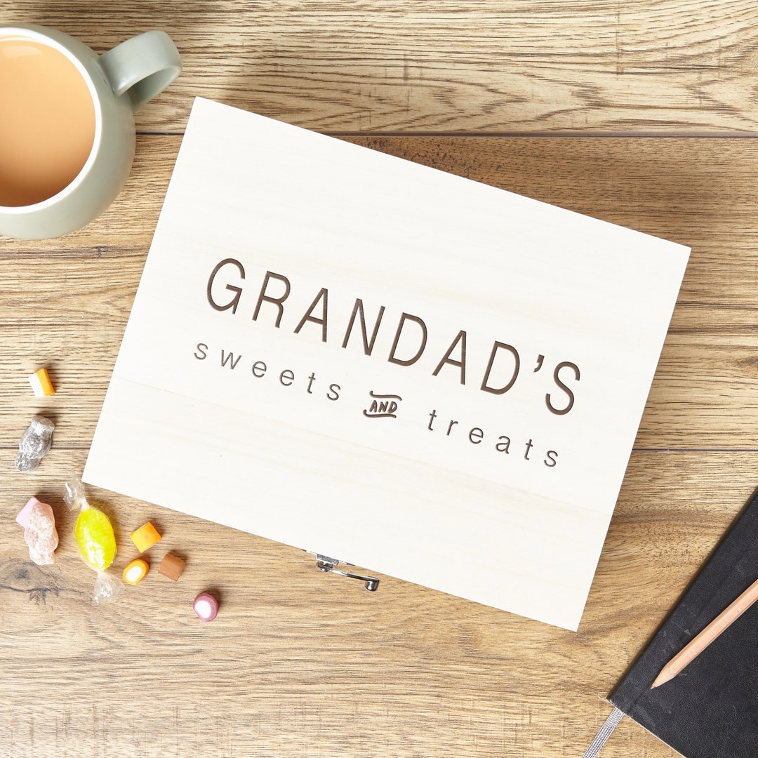 Personalised Wooden Sweets and Treats Box for Grandparents and Sweet ...