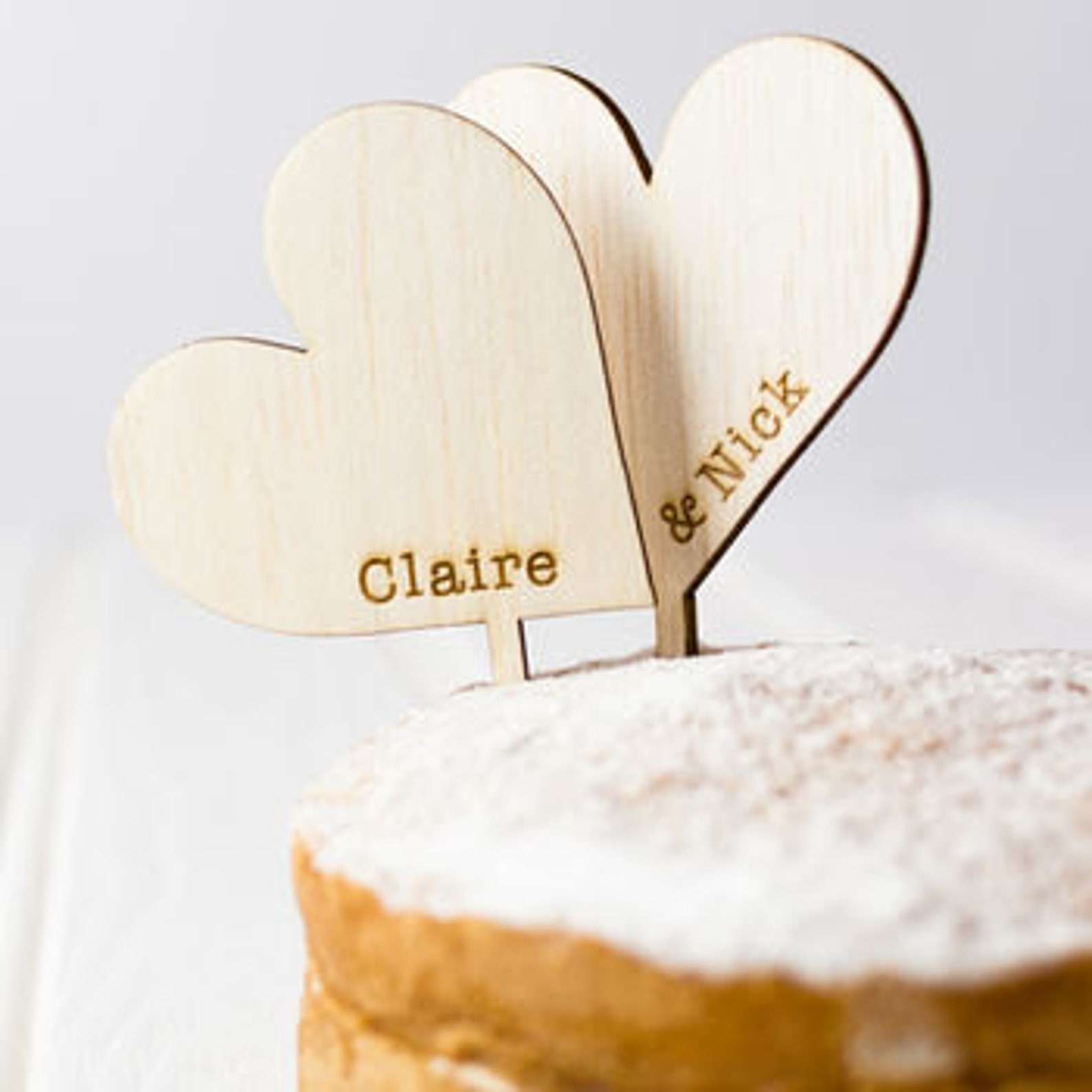 Wooden Heart Wedding Cake Toppers Rustic Wedding Cake - Etsy