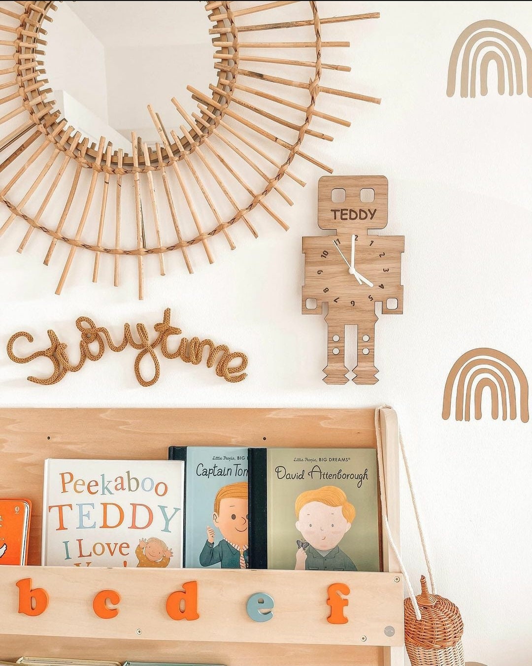 Personalised Wooden Robot Clock - Animals - Children's Bedroom ...