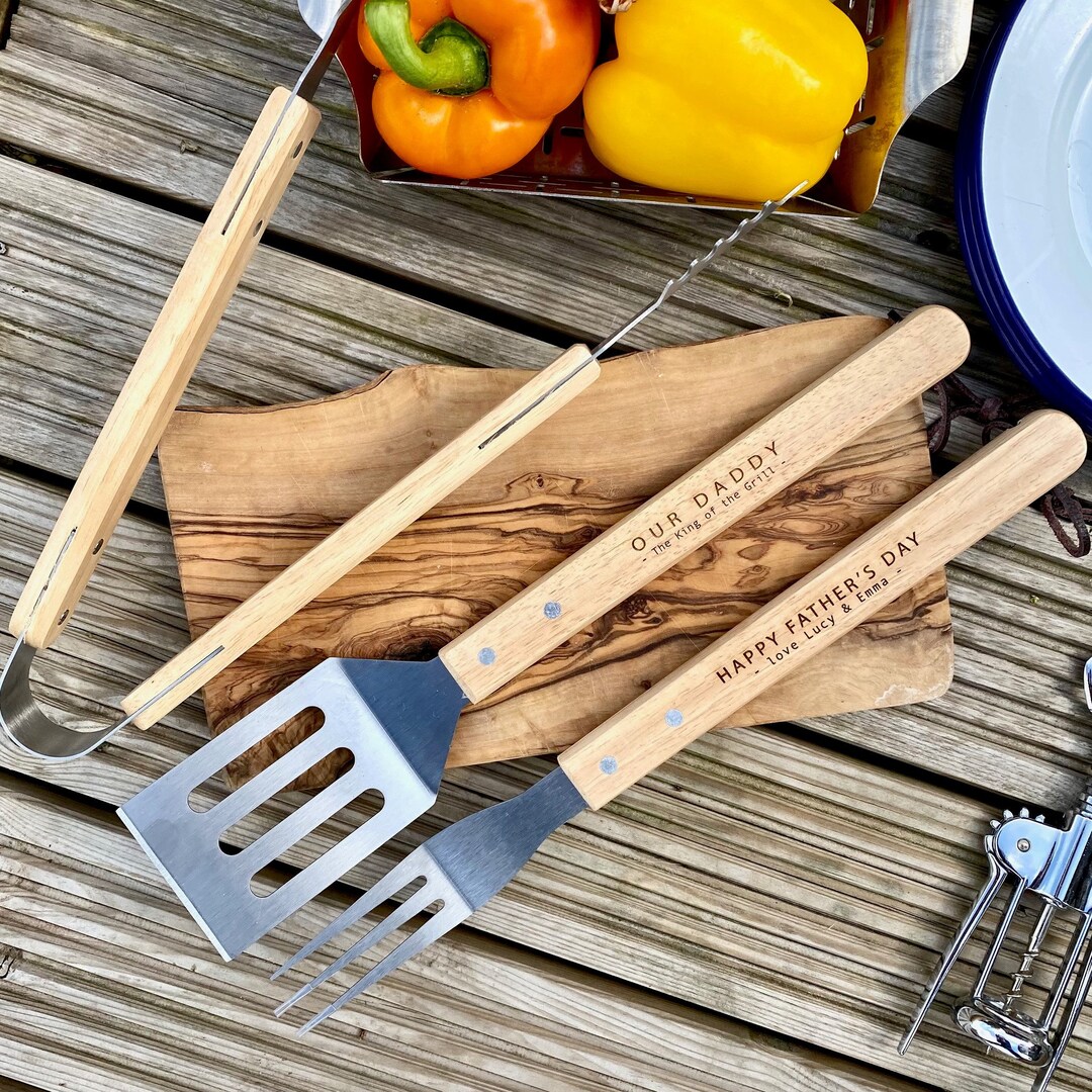 Personalised BBQ Wooden Tool Set - Etsy