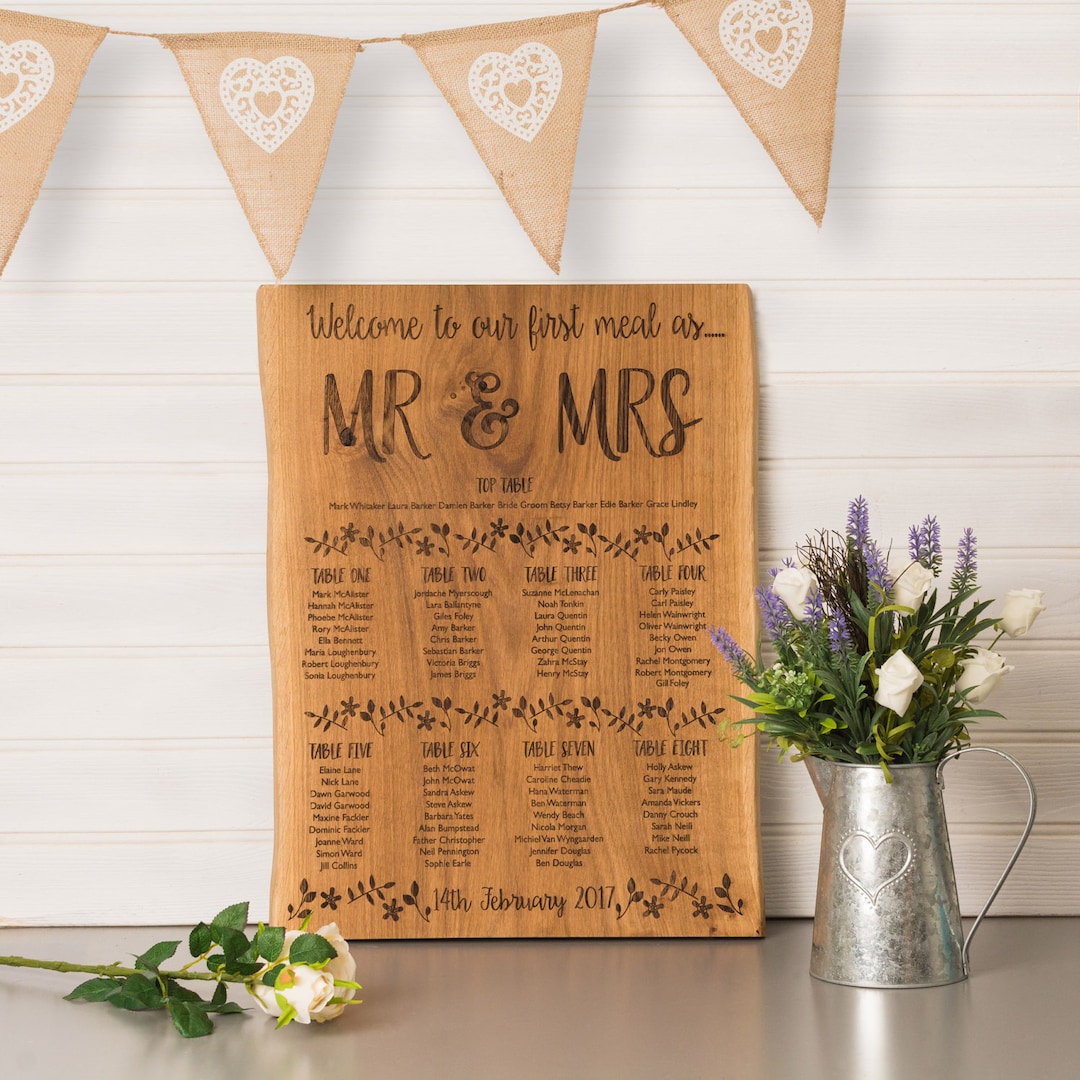 Rustic Wedding Table Plan | Oak Table Plan | Country Wedding | Wooden ...