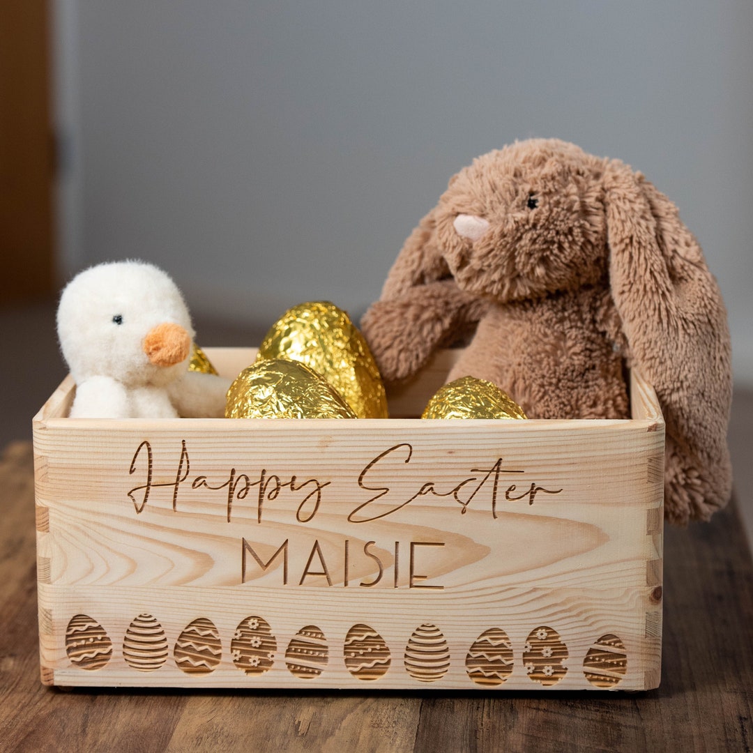 Personalised Happy Easter Crate - Easter - Easter Egg Hunt - Easter ...