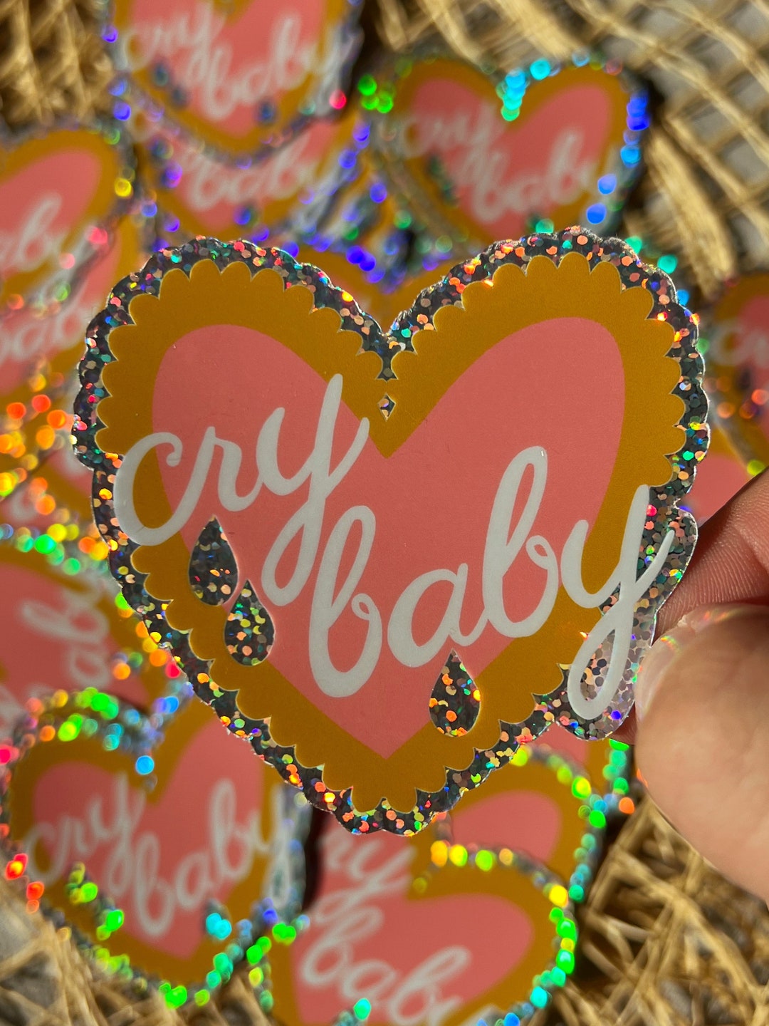 Cry Baby - Glitter Vinyl Sticker - Etsy