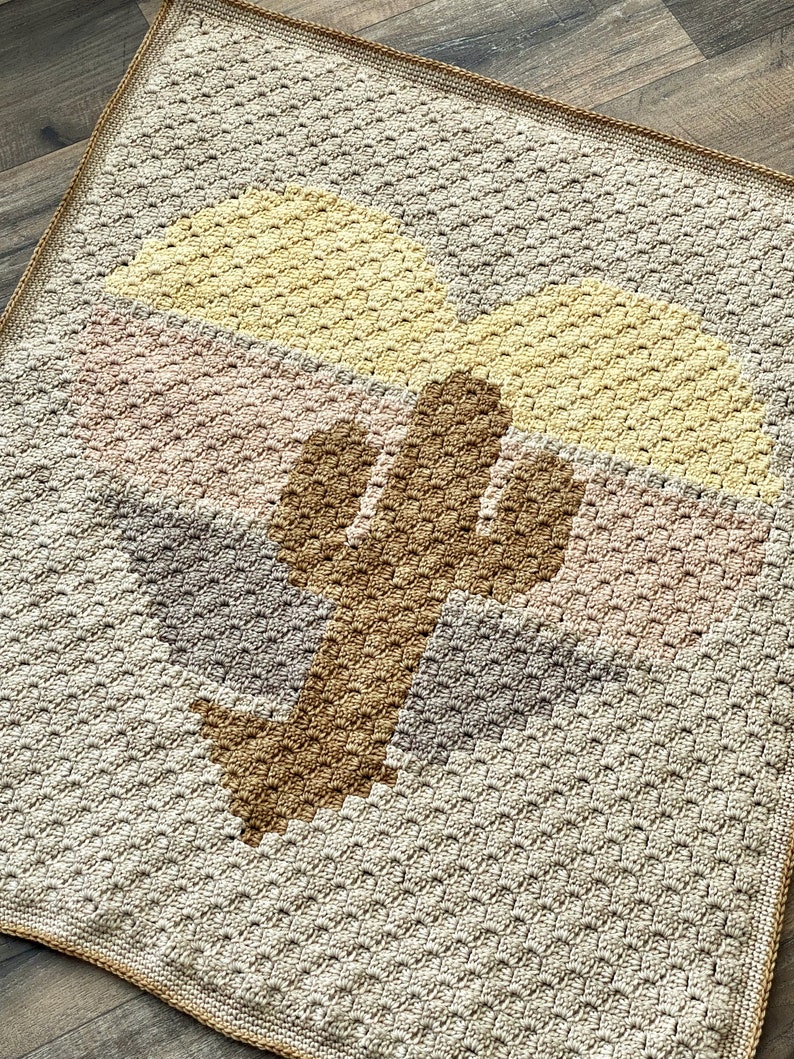 C2C Crochet Cactus Baby Blanket / Crochet Graph Pattern / Retro Saguaro ...