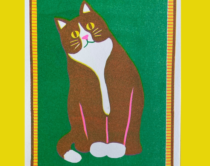 Black Cat Riso Mini Print - Etsy