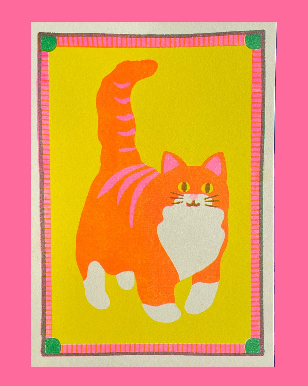 Orange Cat Mini Riso Print - Etsy