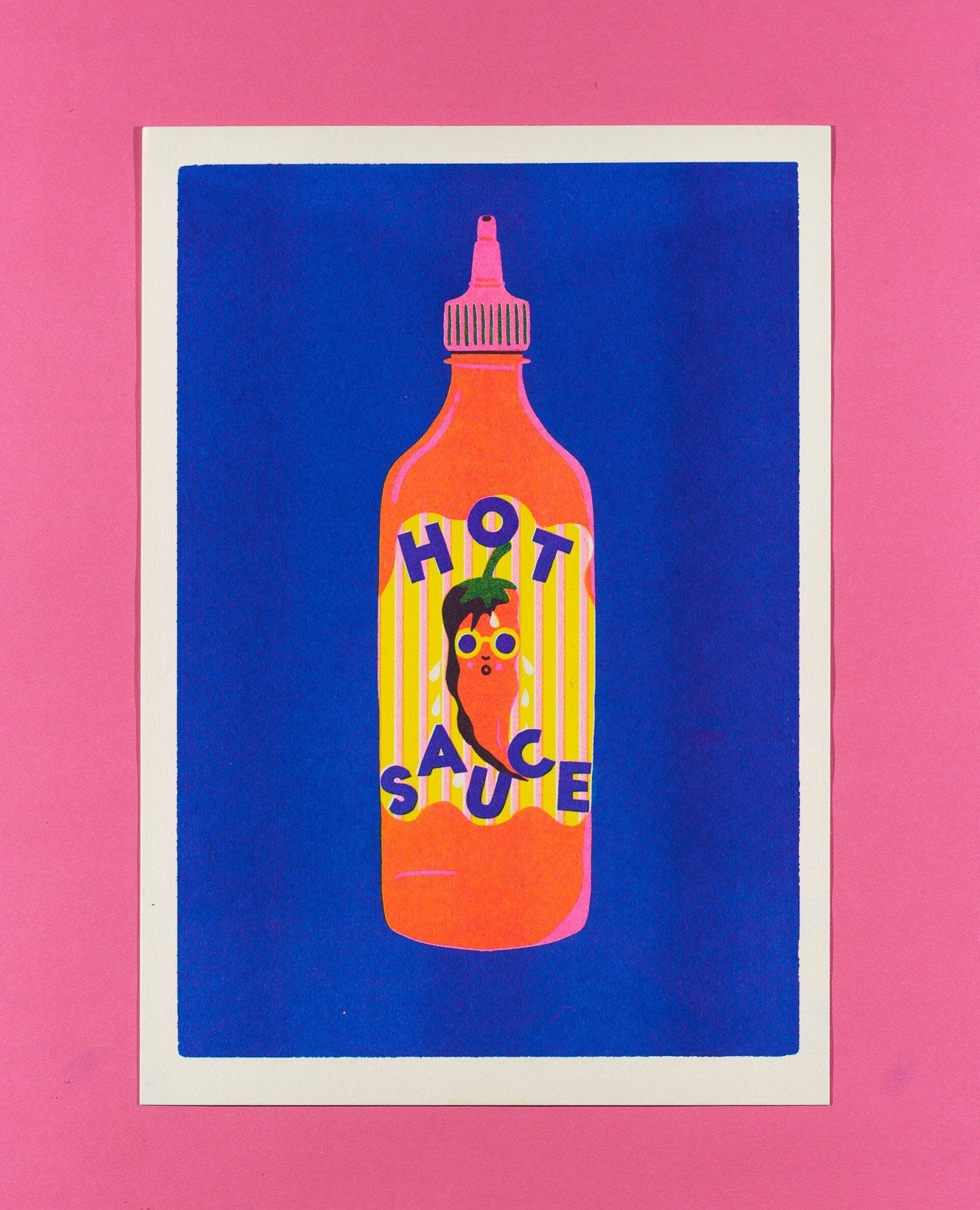 Hot Sauce Riso Print A4 Size ( Blue ) - Etsy