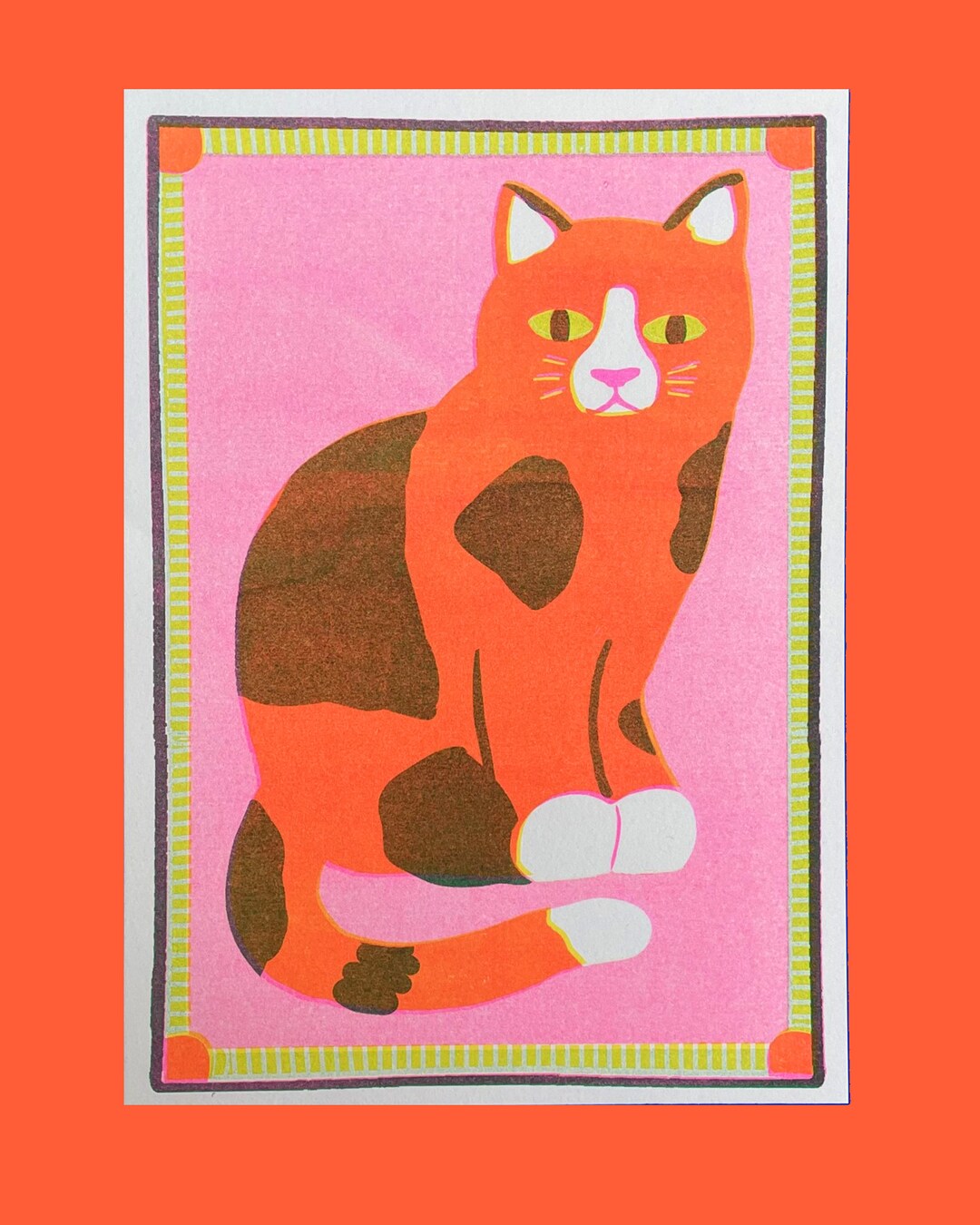 Orange Patchy Cat Mini Print - Etsy