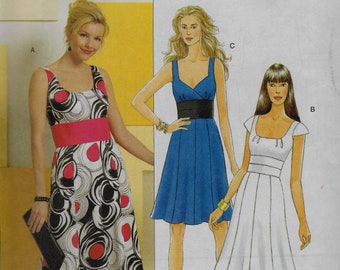Easy to Sew Raised Waistline Dress Pattern Size 8 14 Scoop Sweetheart ...