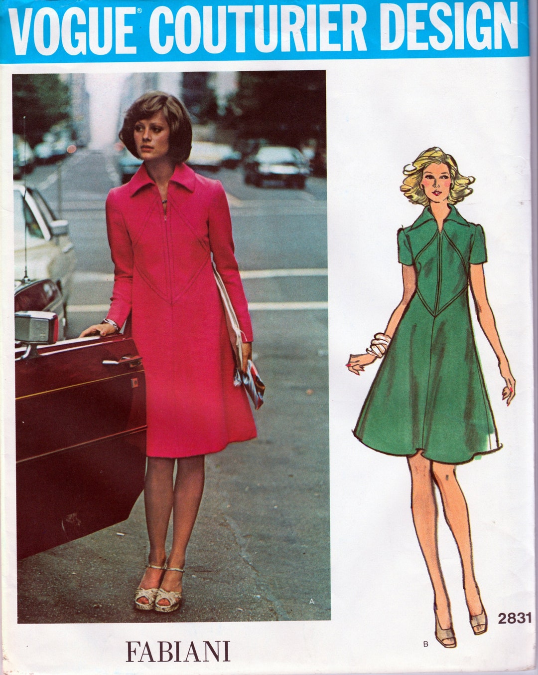 Dress, Bias Insets by Fabiani of Italy - Vogue 2831 - Uncut Pattern - Etsy