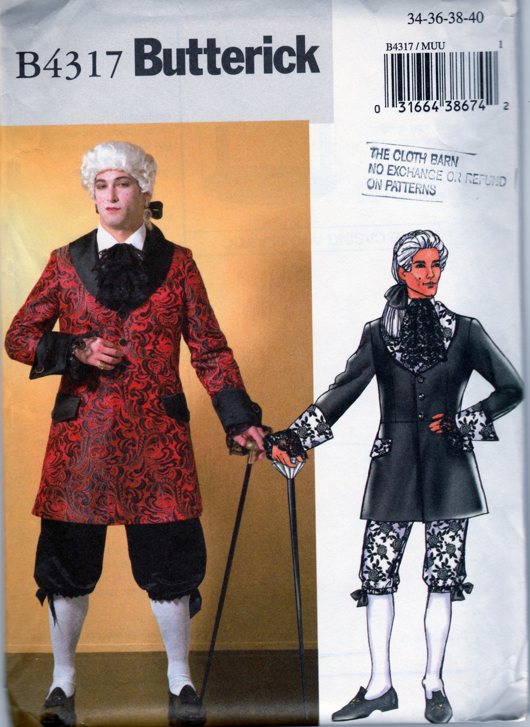 Butterick 4317 French Louis XIV Costumes Sewing Pattern - Etsy