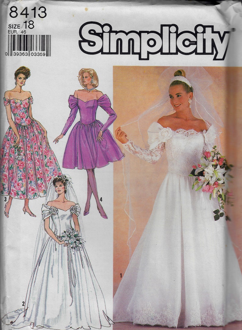 Off-shoulders Dress or Bridal Gown Simplicity 8413 Uncut - Etsy
