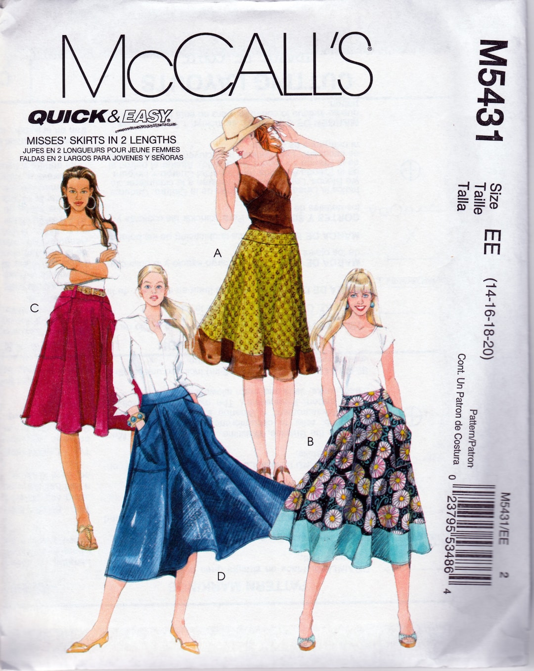 Mccall's 5431 Skirts Sewing Pattern - Etsy