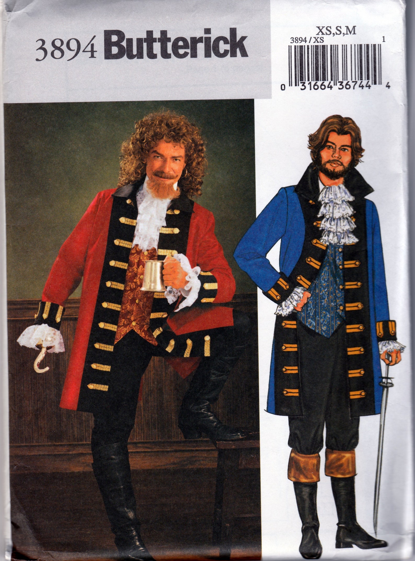 Pirate Captain Costume Butterick 3894 Uncut Pattern - Etsy