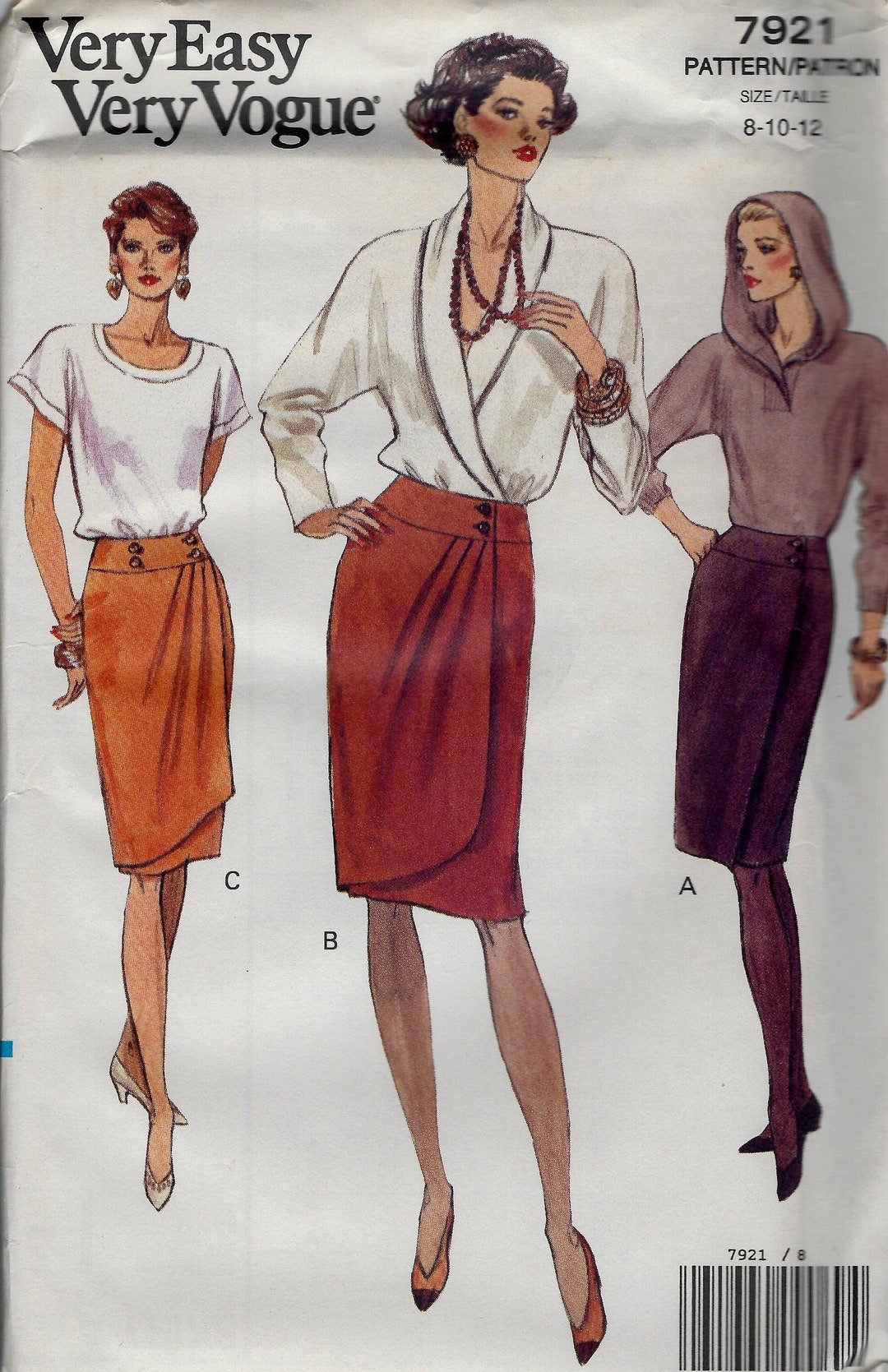 Vogue 7921 Mock Wrap Skirts Sewing Pattern - Etsy