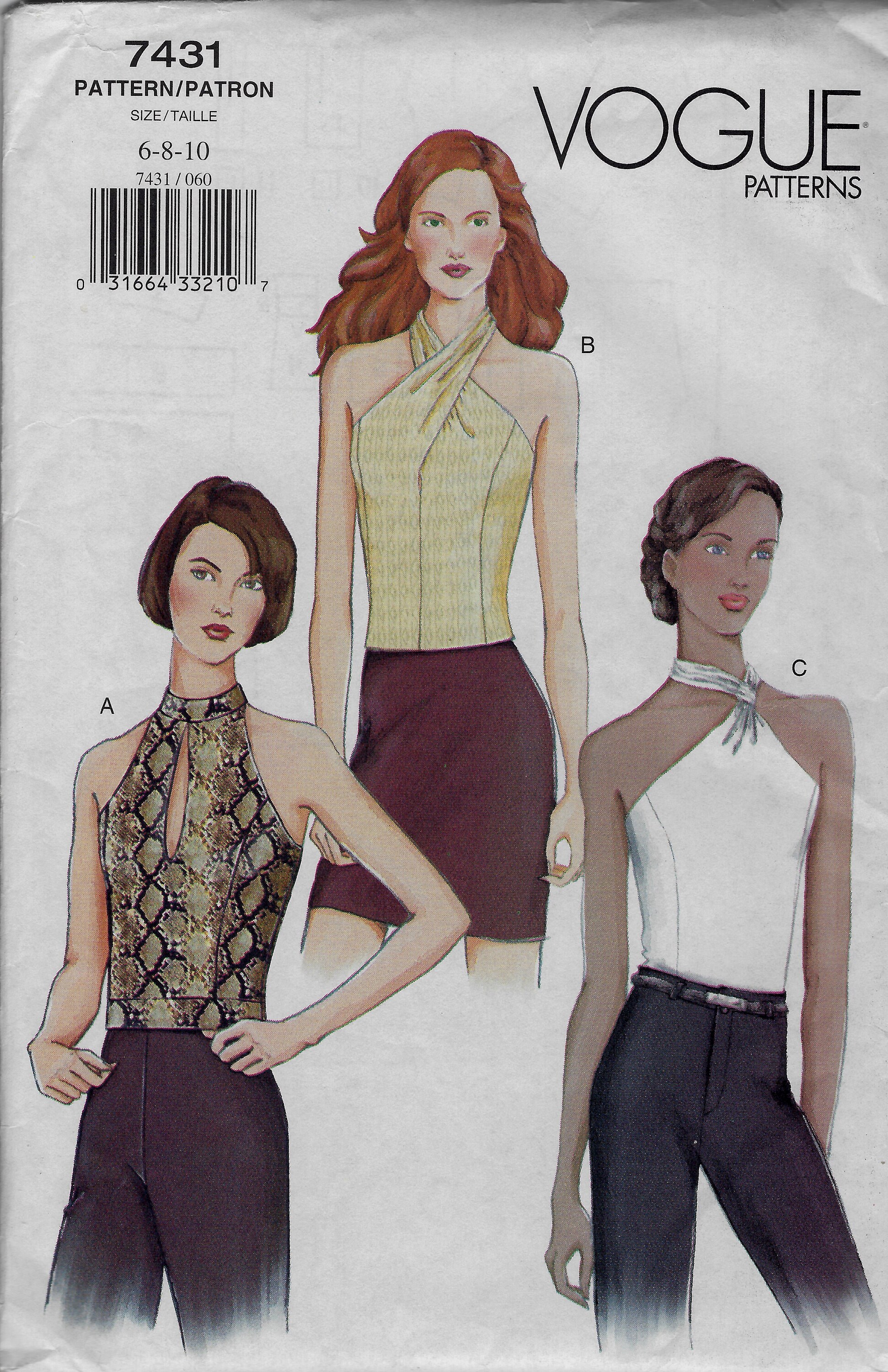 Sleeveless Top, Neckline Variations Vogue 7431 Uncut Sewing Pattern - Etsy