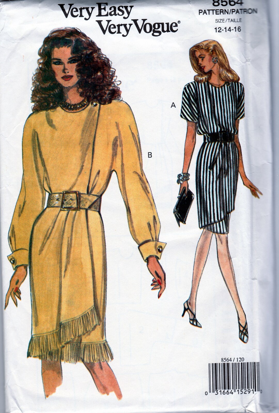 Mock Wrap Dress, Fringe Option -vogue 8564 - Uncut Pattern - Etsy UK