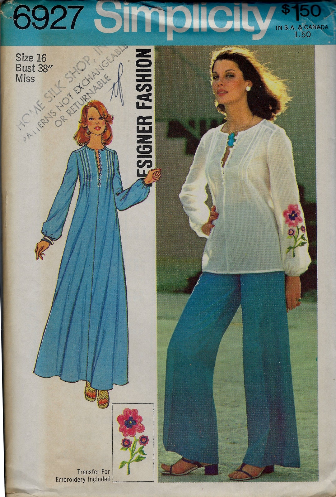 Caftan, Top & Bell Bottom Pants -simplicity 6927 - Uncut Pattern - Etsy