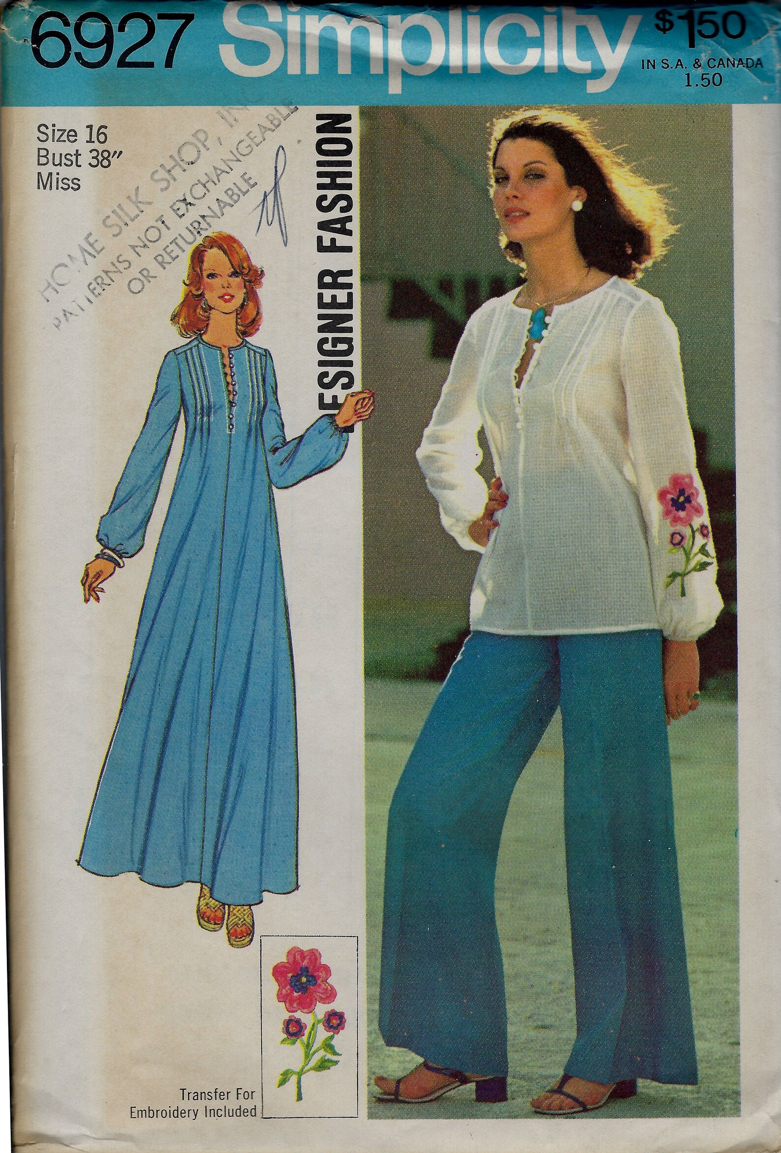 Caftan Top & Bell Bottom Pants simplicity 6927 Uncut - Etsy