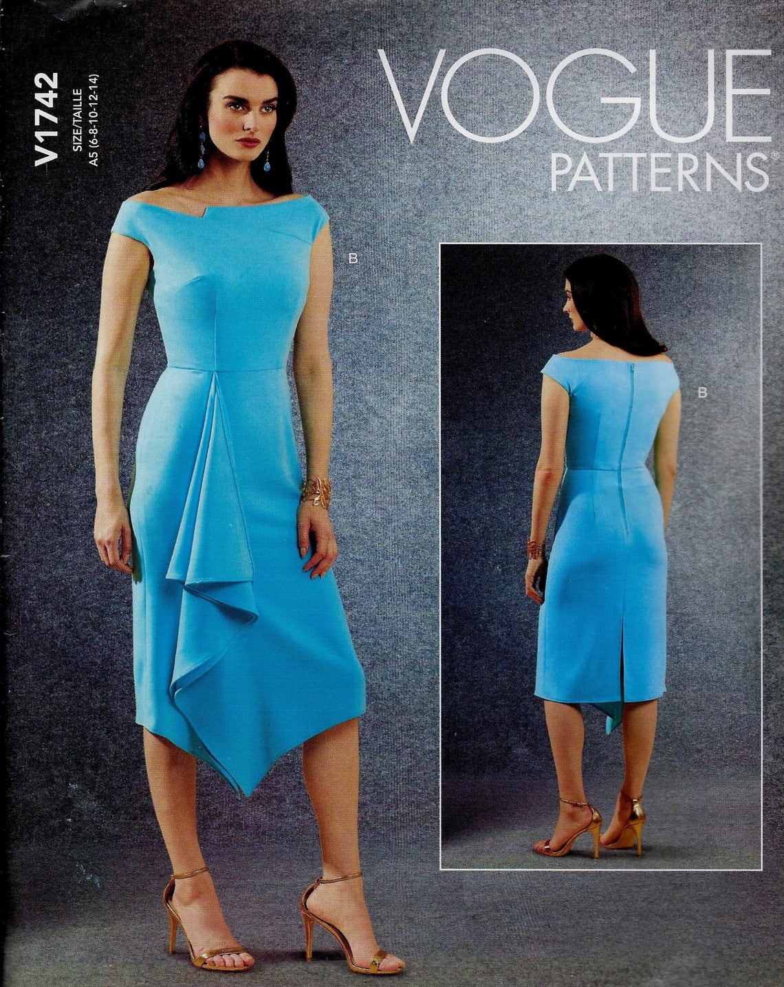 Dress, Off-shoulders - Vogue 1742 - Uncut Sewing Pattern - Etsy