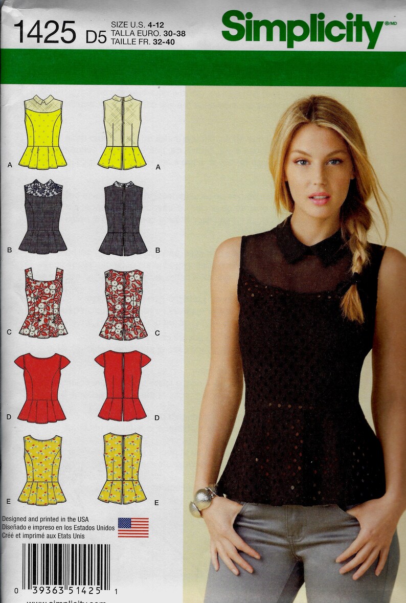 Peplum Top Set Simplicity 1425 Uncut Pattern - Etsy