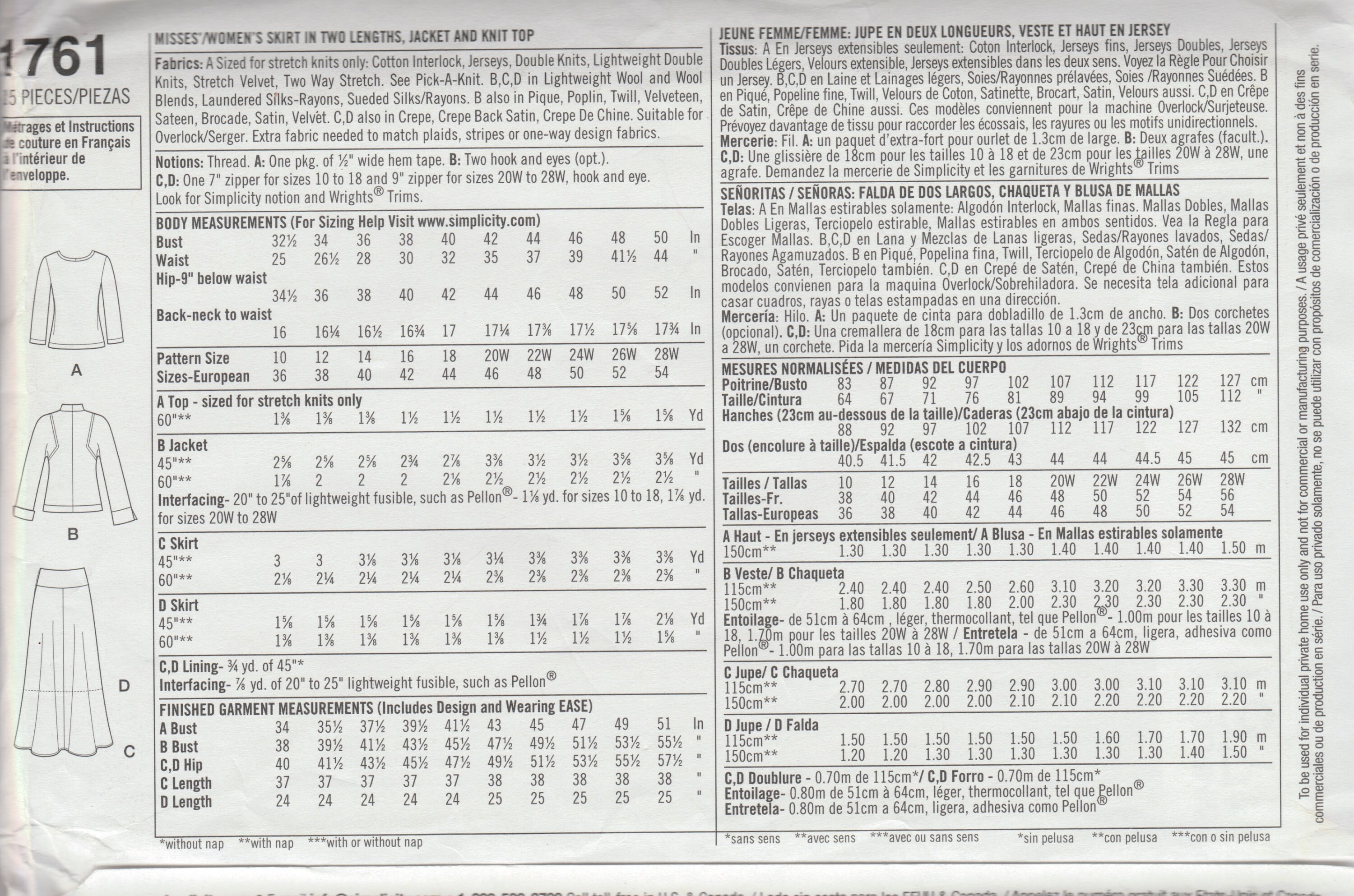 Jacket, Top and Skirts by Khaliah Ali - Simplicity 1761 - Uncut Pattern ...