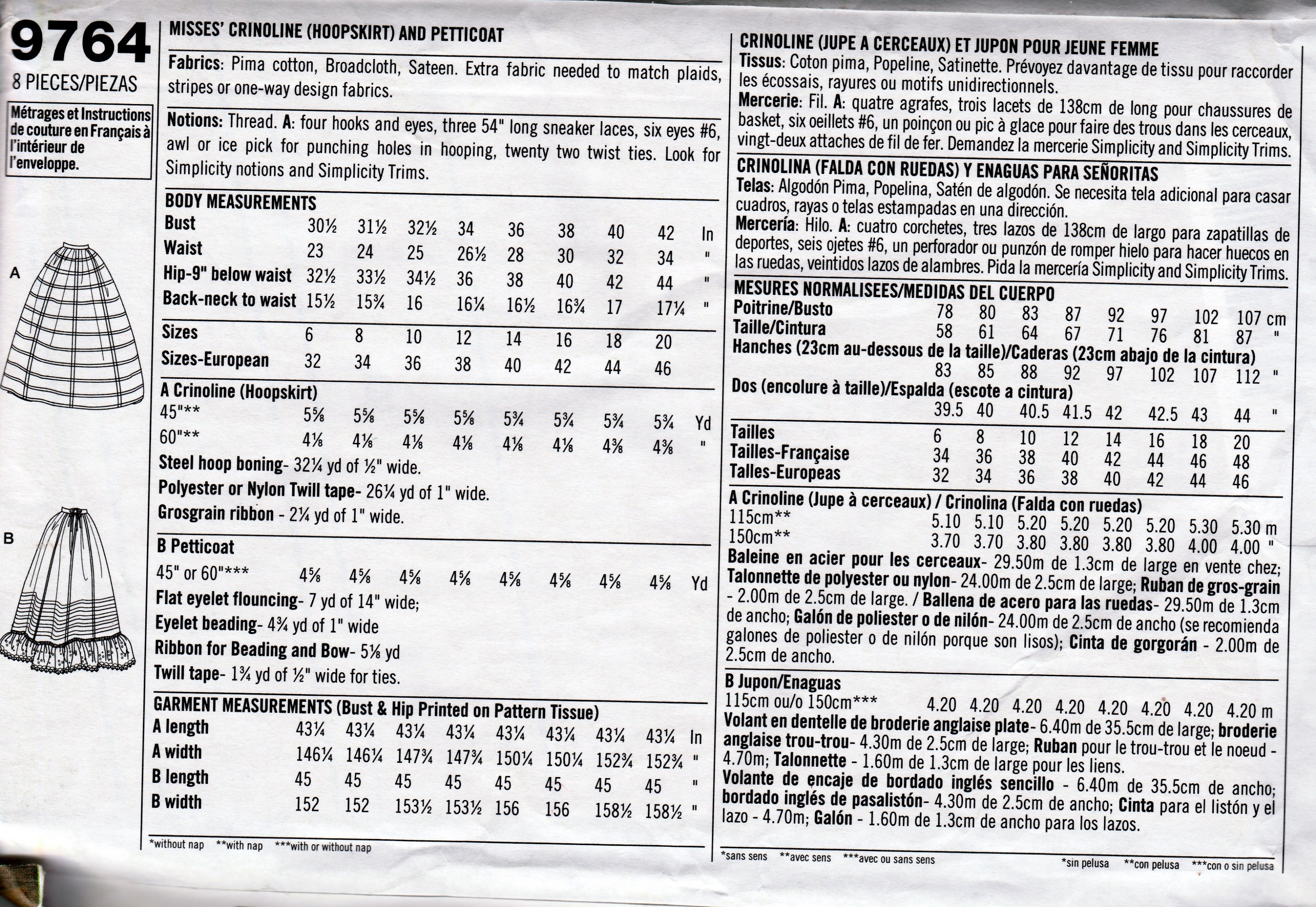 Hoopskirt and Petticoat by Martha Mccain Simplicity 9764 - Etsy