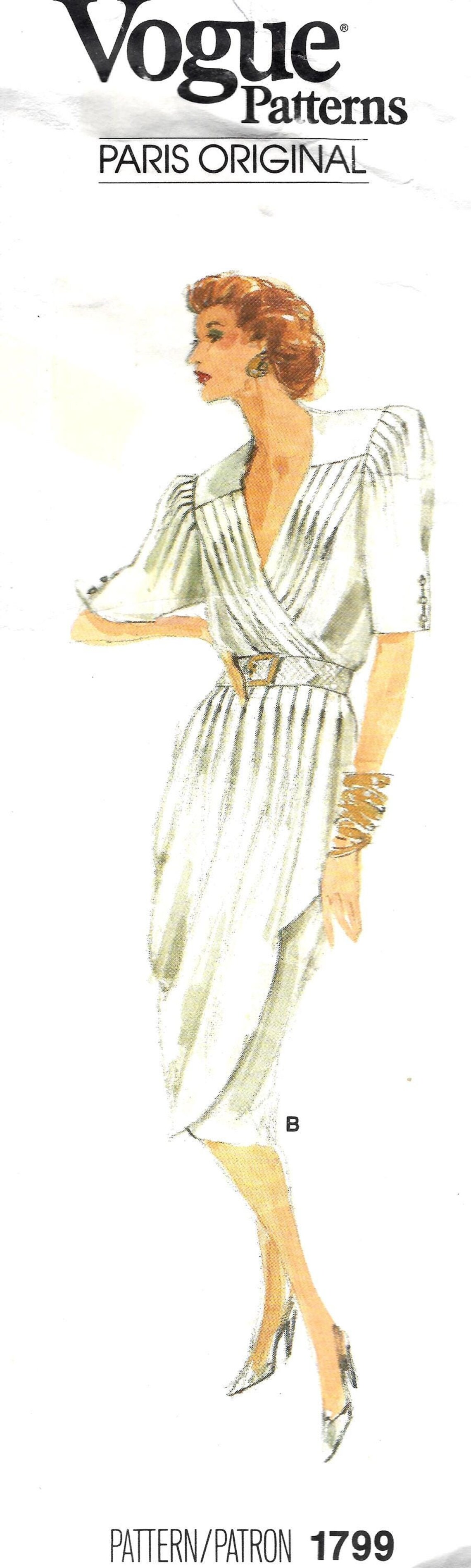 Dress, Tucks, Wrap Front by Emanuel Ungaro - Vogue 1799 - Uncut Sewing ...