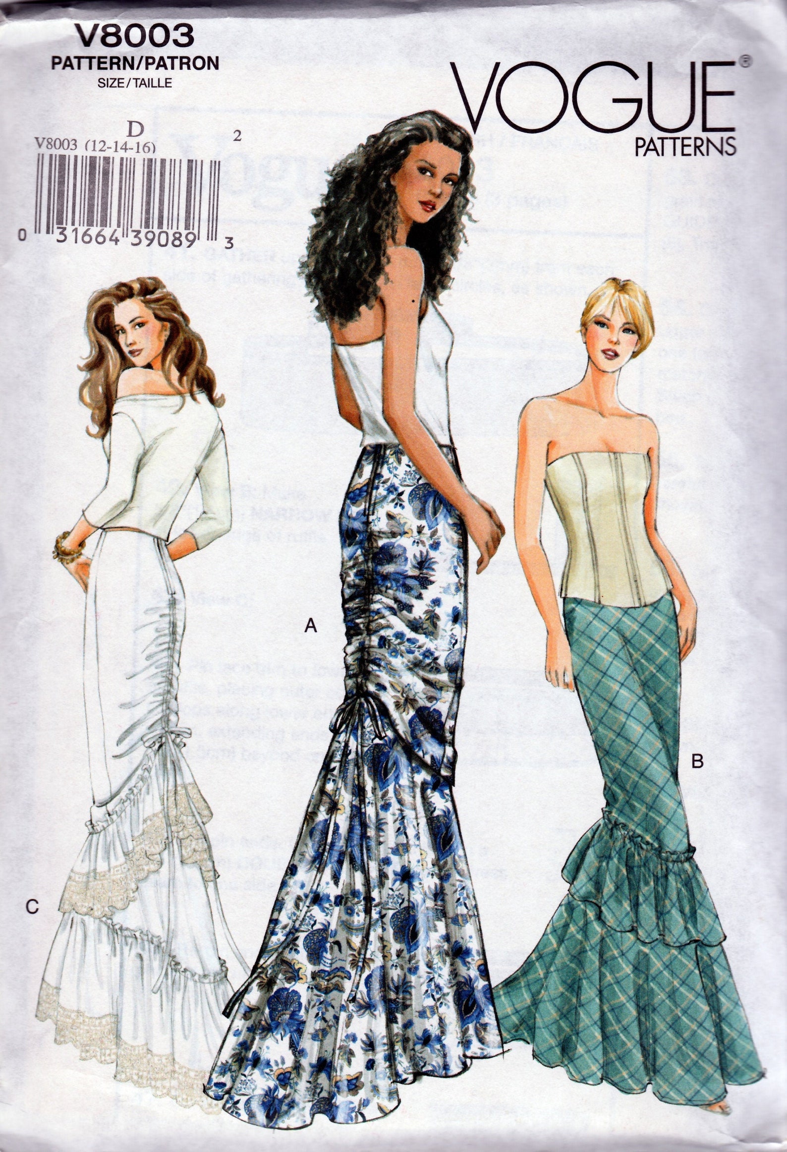 Fishtail Skirts Vogue 8003 Uncut Sewing Pattern - Etsy
