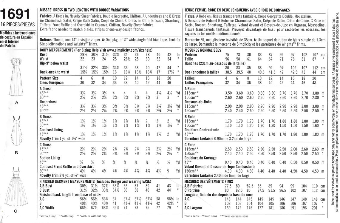 Evening Dresses - Simplicity 1691- Uncut Sewing Pattern - Etsy