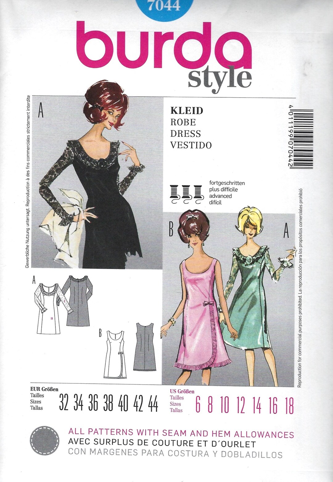 Burda 7044 Dresses Sewing Pattern - Etsy