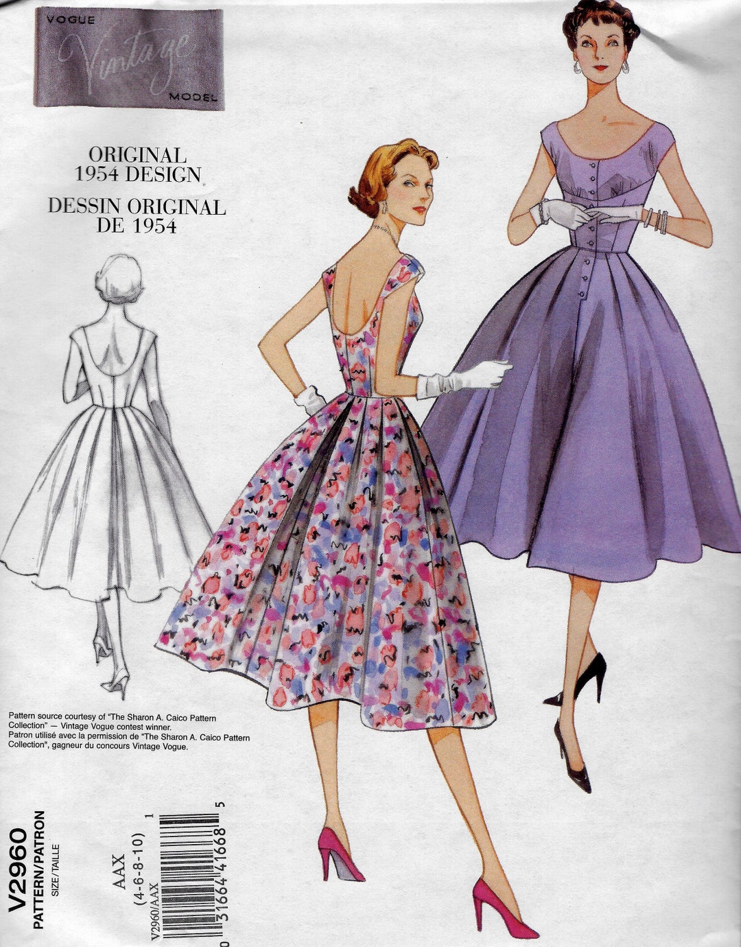 Vogue 2960 Retro 1954 Dress Sewing Pattern - Etsy