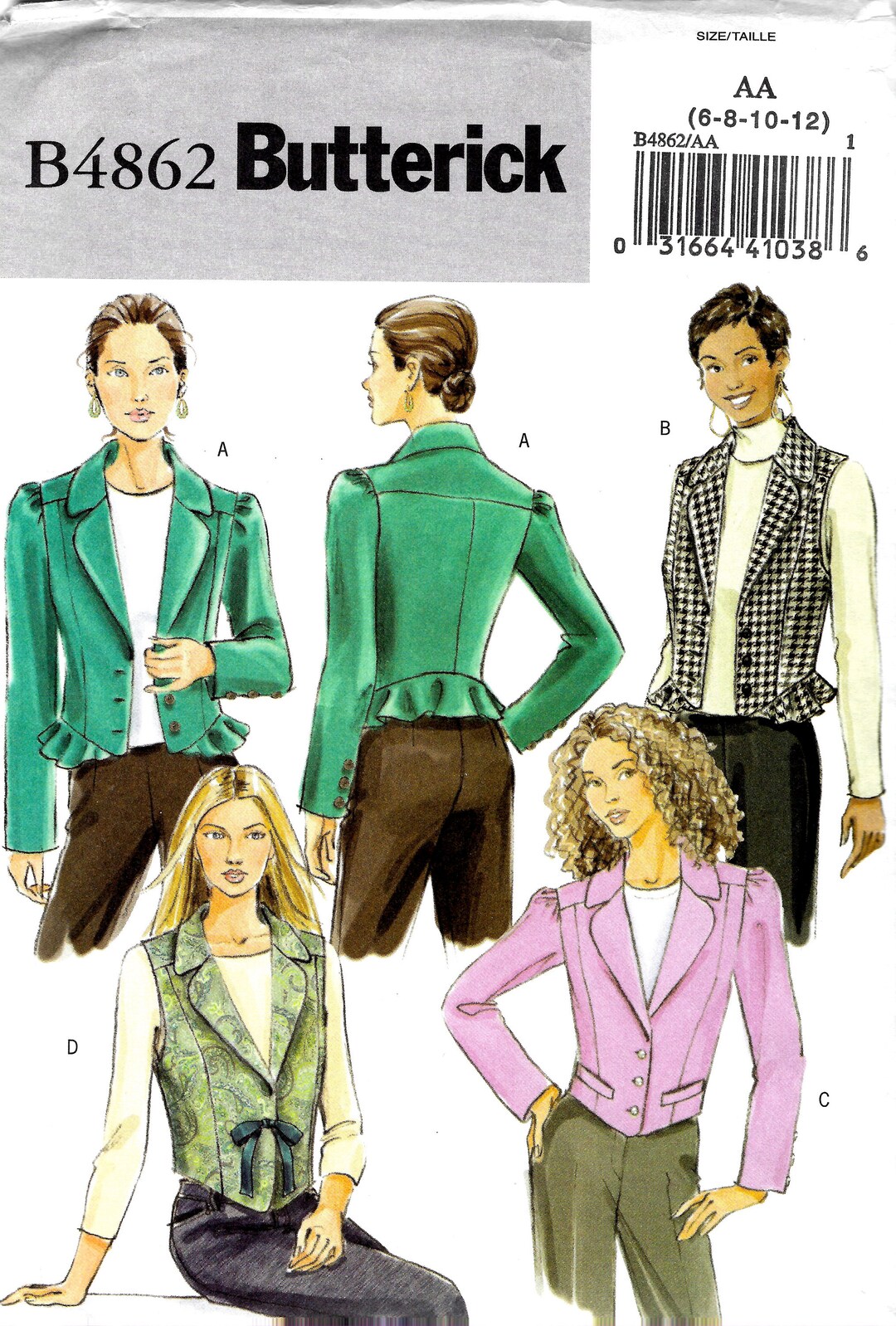 Jackets & Vest - Butterick 4862 - Uncut Sewing Pattern - Etsy