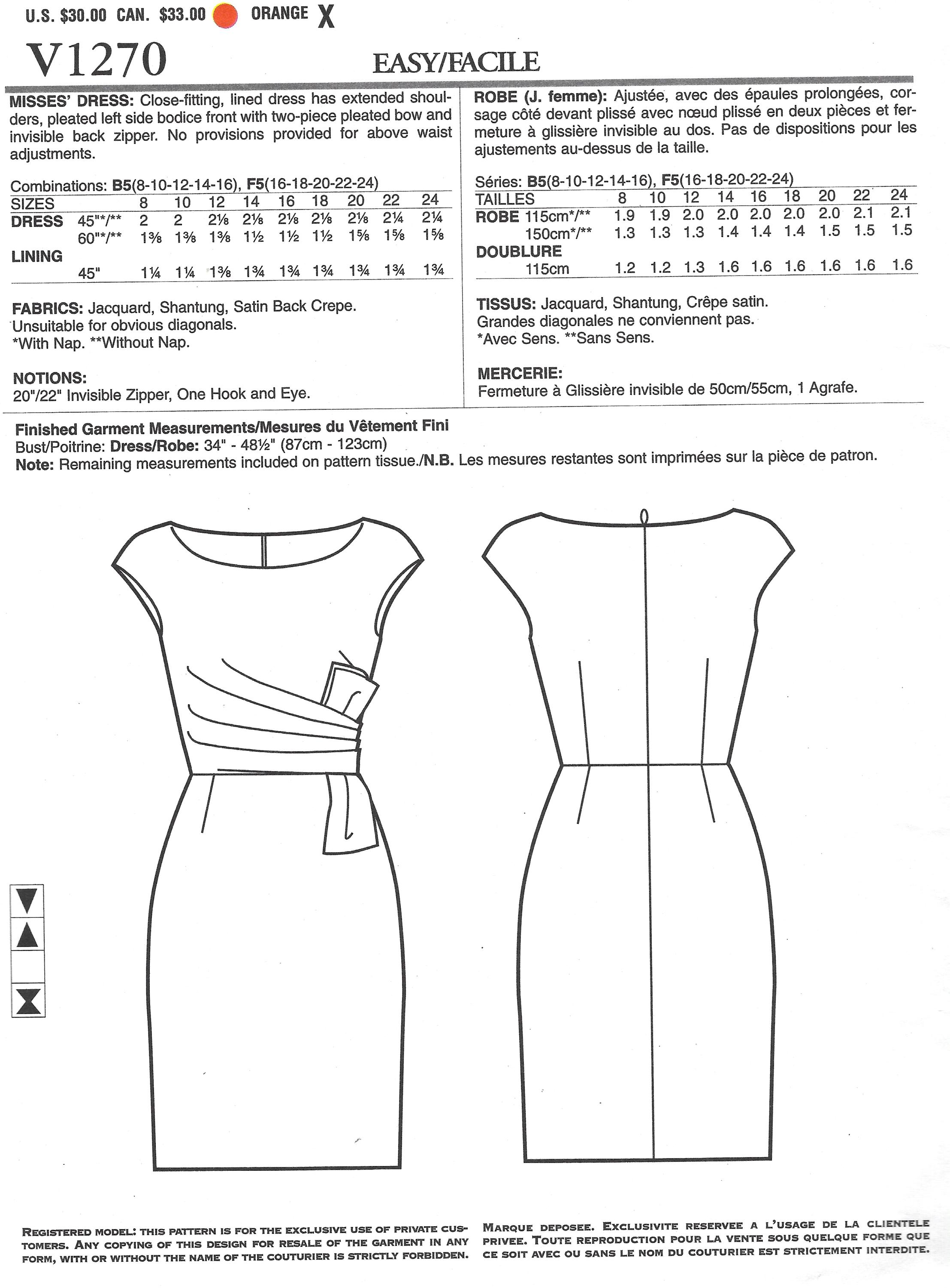 Kay Unger Dress Vogue 1270 Sewing Pattern - Etsy