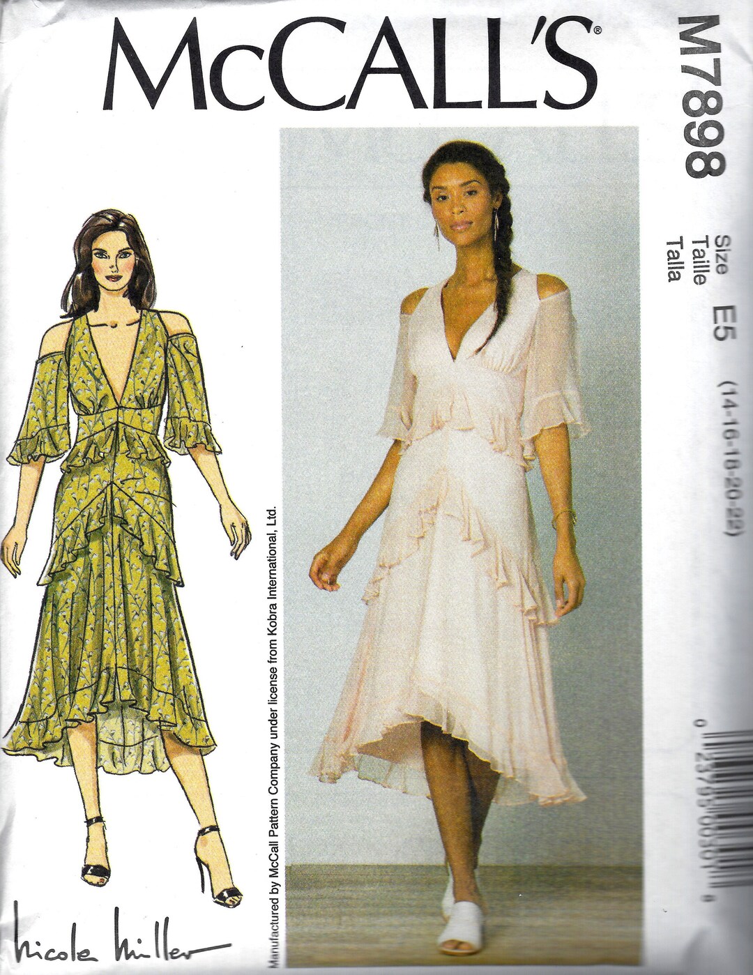 Ruffled Dress by Nicole Miller - Mccall's 7898 - Uncut Pattern - Etsy