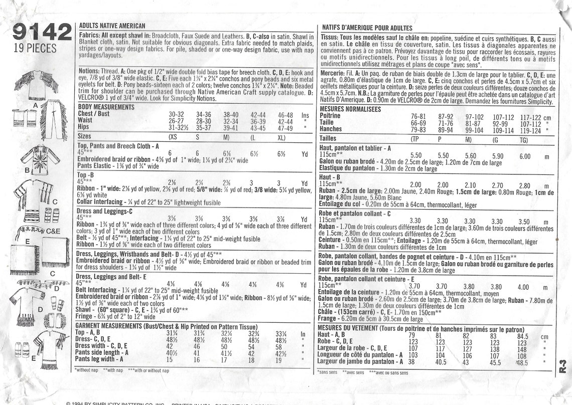 Native American Costumes by Andrea Schewe Simplicity 9142 Uncut Sewing ...