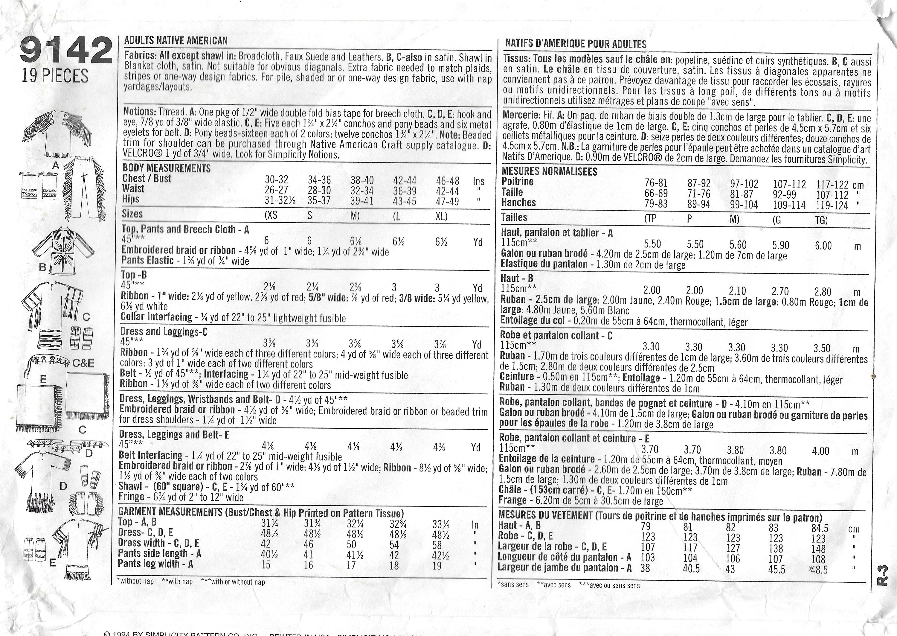 Native American Costumes by Andrea Schewe Simplicity 9142 Uncut Sewing ...