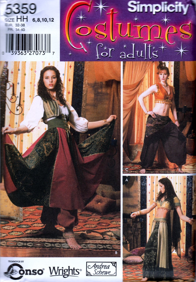 Belly Dancer Costume by Andrea Schewe Simplicity 5359 Uncut Pattern - Etsy