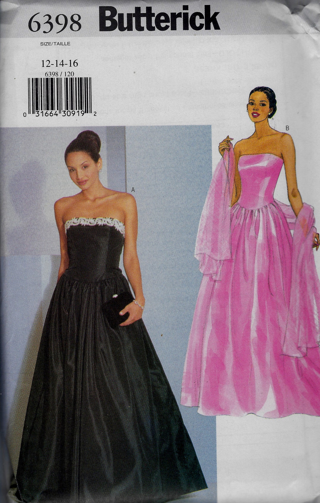 Evening Dress & Stole - Butterick 6398 - Uncut Pattern - Etsy