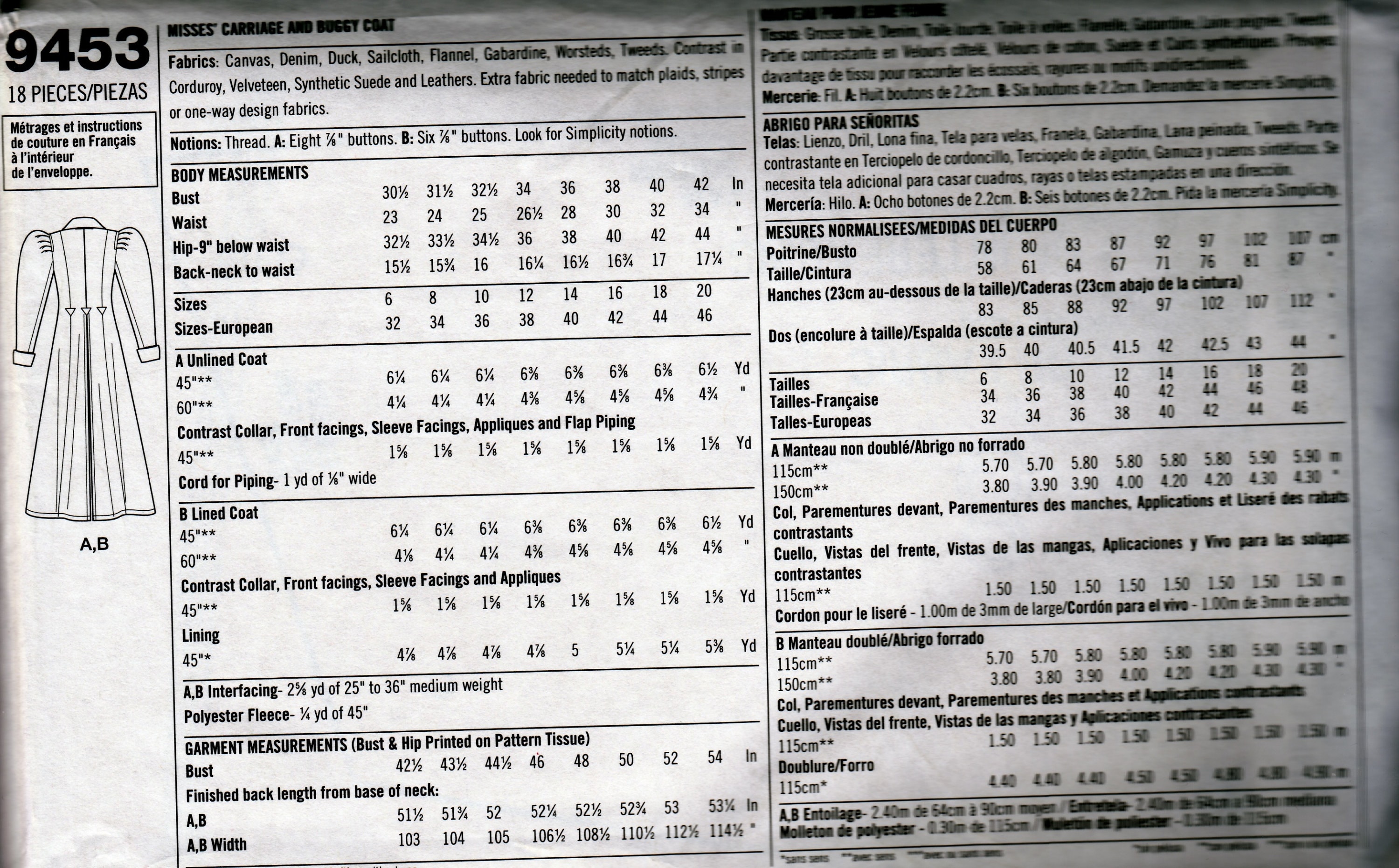 Carriage & Buggy Coat by Cattle Kate - Simplicity 9453 - Uncut Pattern ...