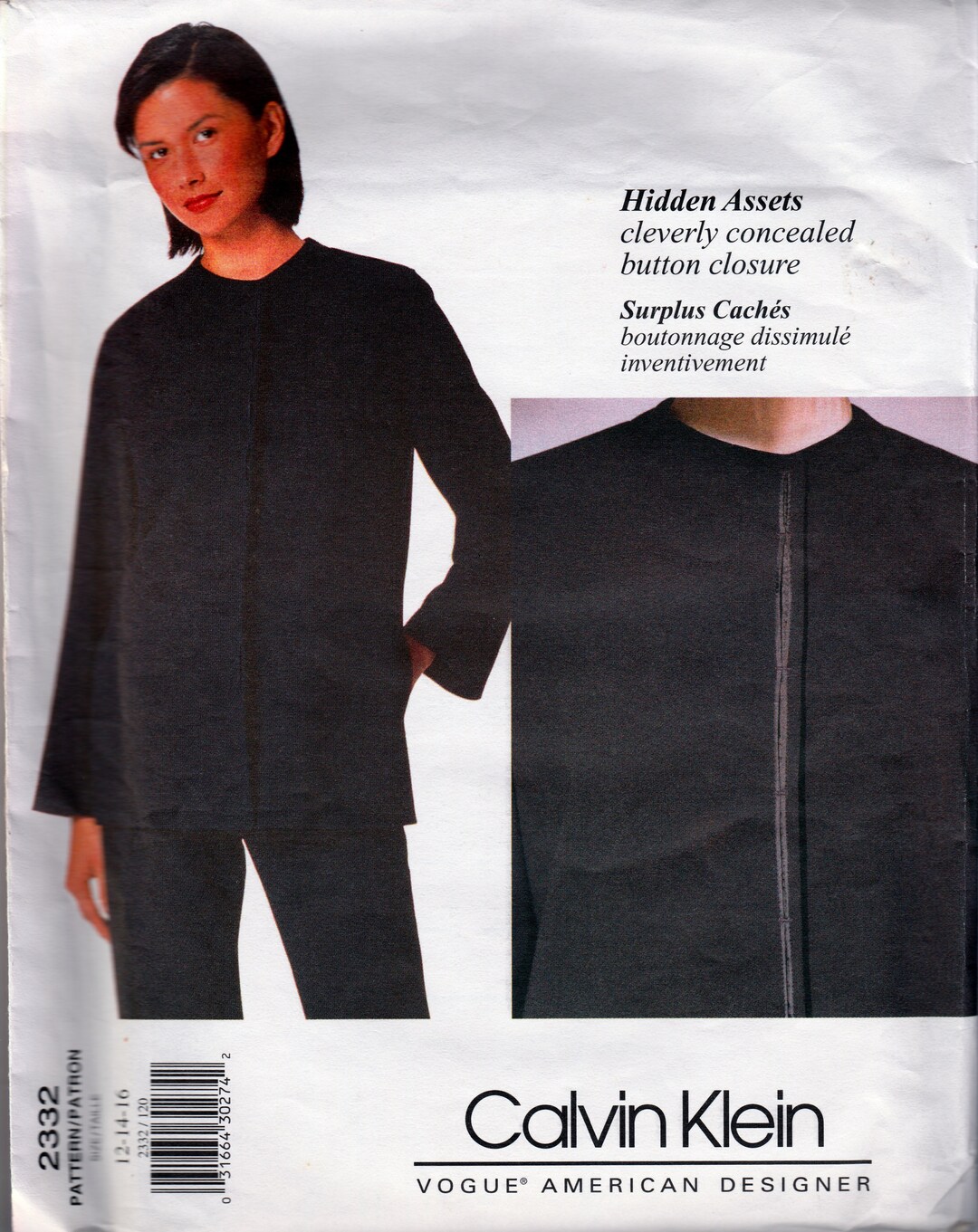 Chaqueta y pantalones de Calvin Klein Vogue 2332 Patrón sin cortar ...