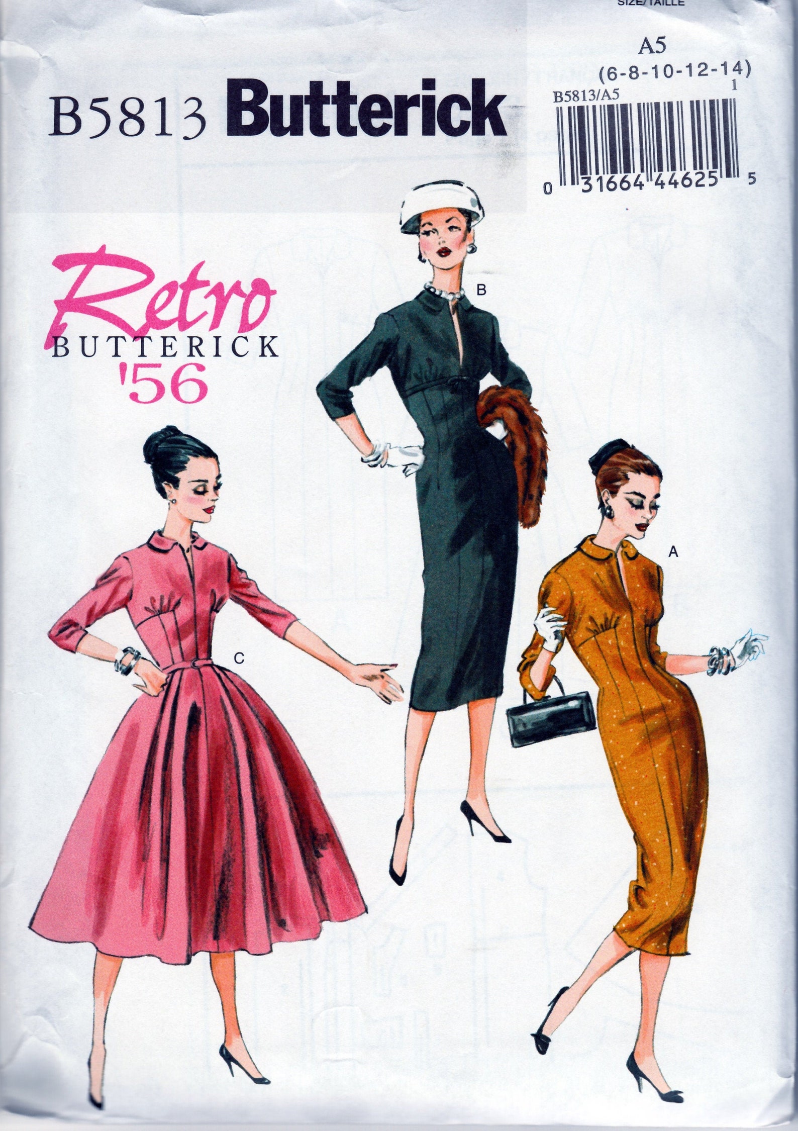 Retro 1956 Dress & Belt Reprint Butterick 5813 Uncut Pattern - Etsy