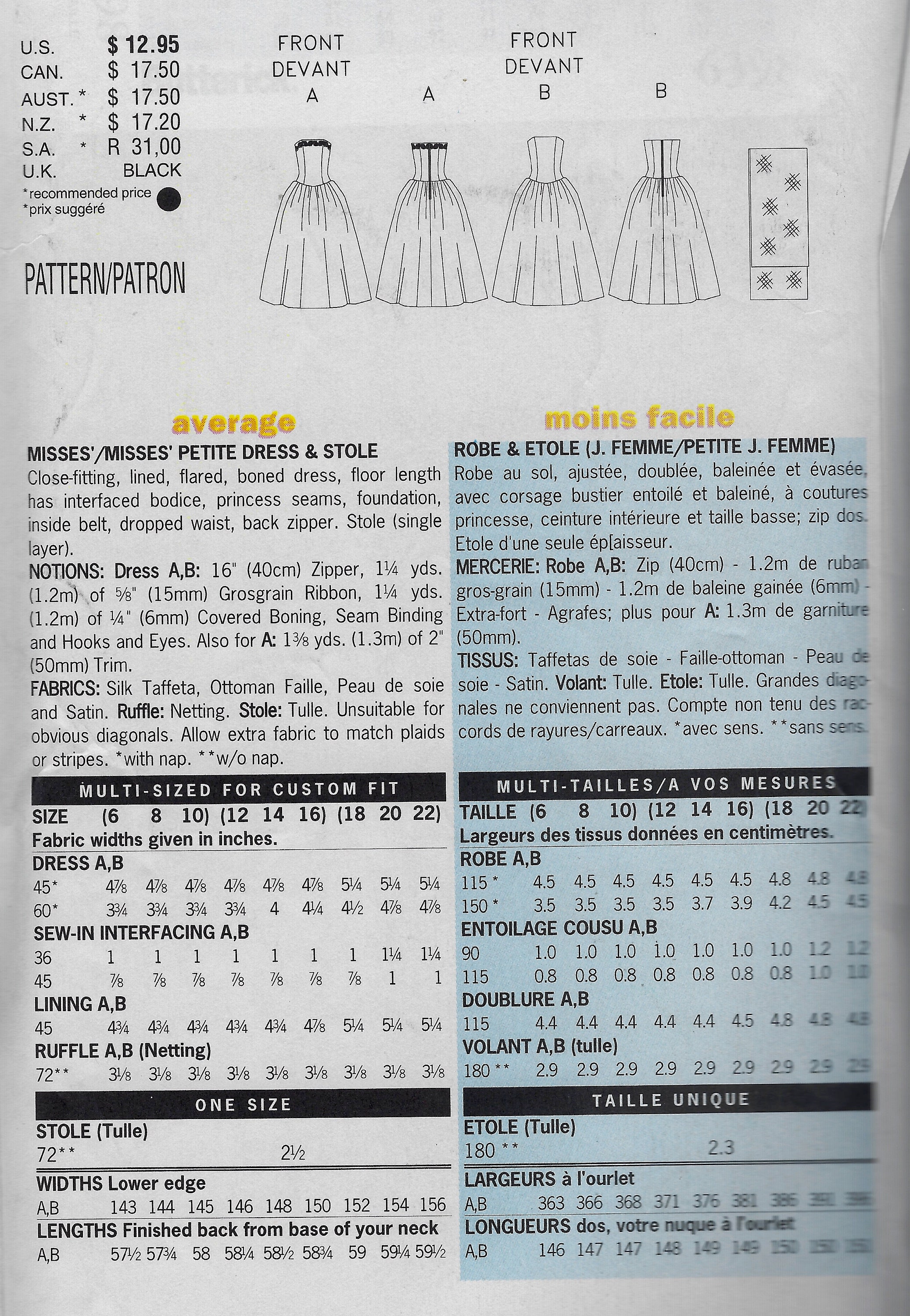 Evening Dress & Stole Butterick 6398 Uncut Pattern - Etsy